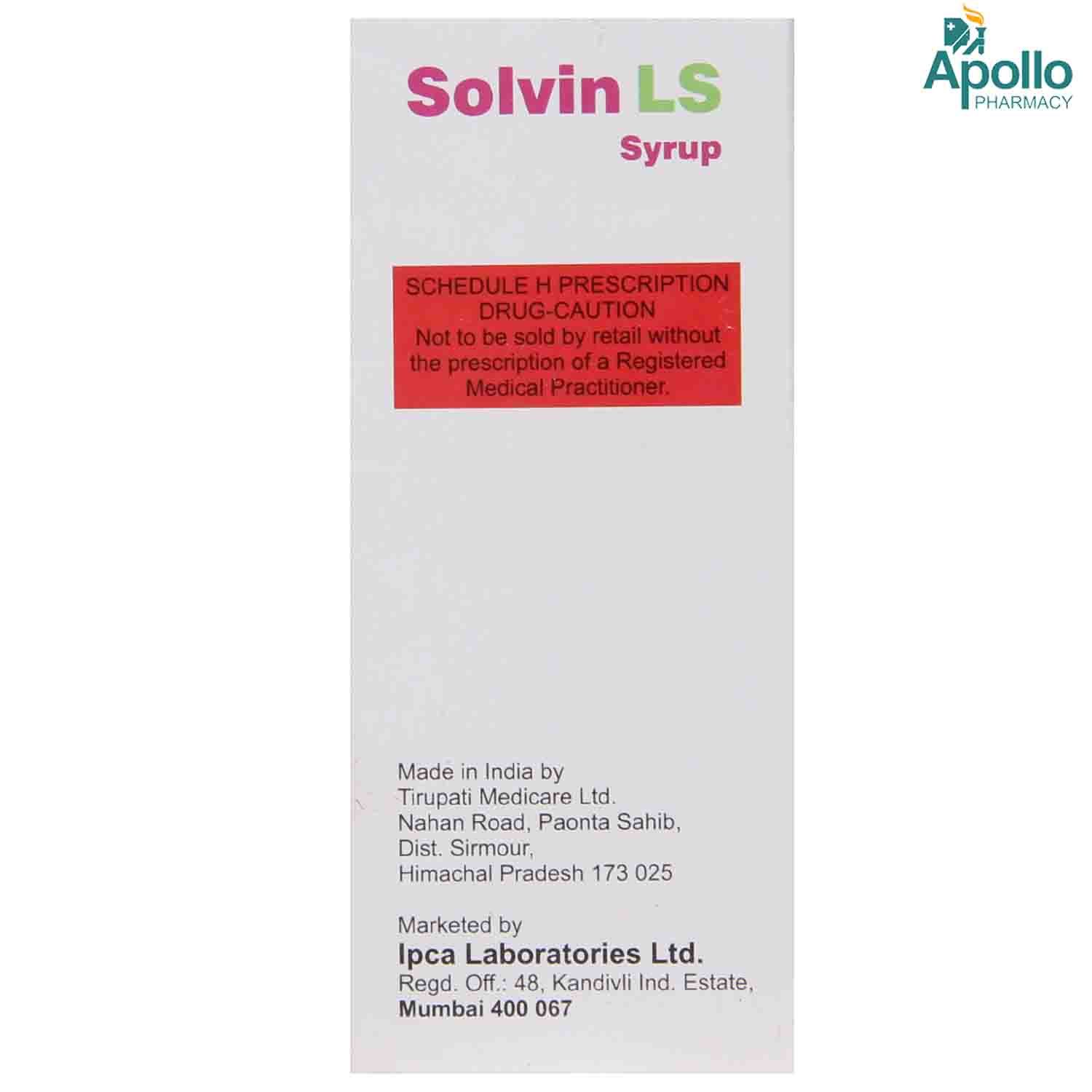 Solvin LS Syrup 60 ml Price, Uses, Side Effects, Composition - Apollo Pharmacy