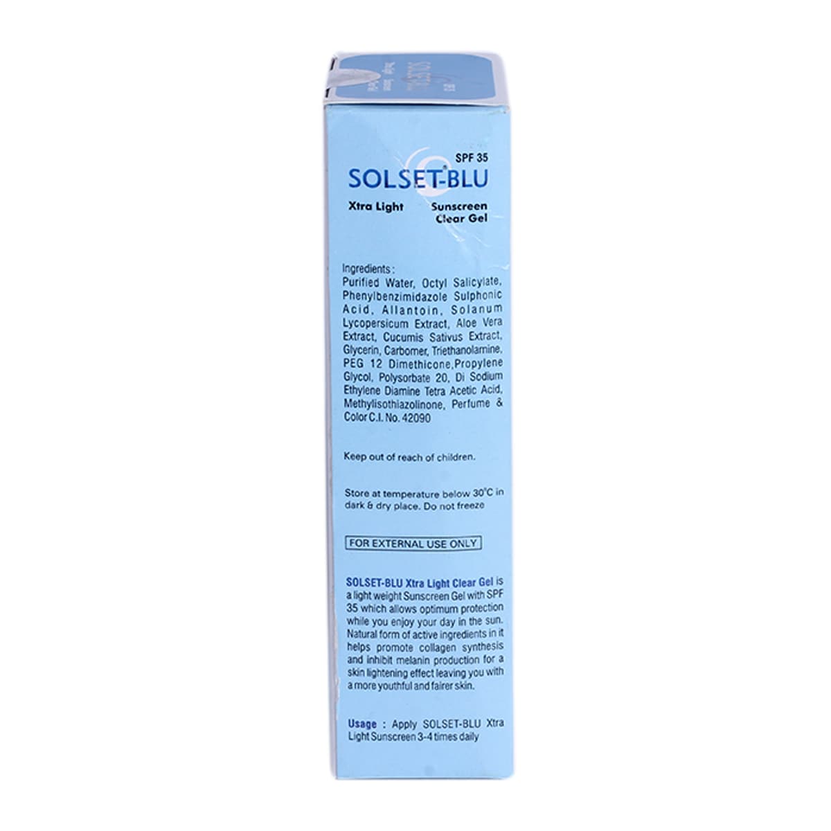 Solset-Blu SPF 35 Sunscreen Clear Gel 100 ml Price, Uses, Side Effects ...