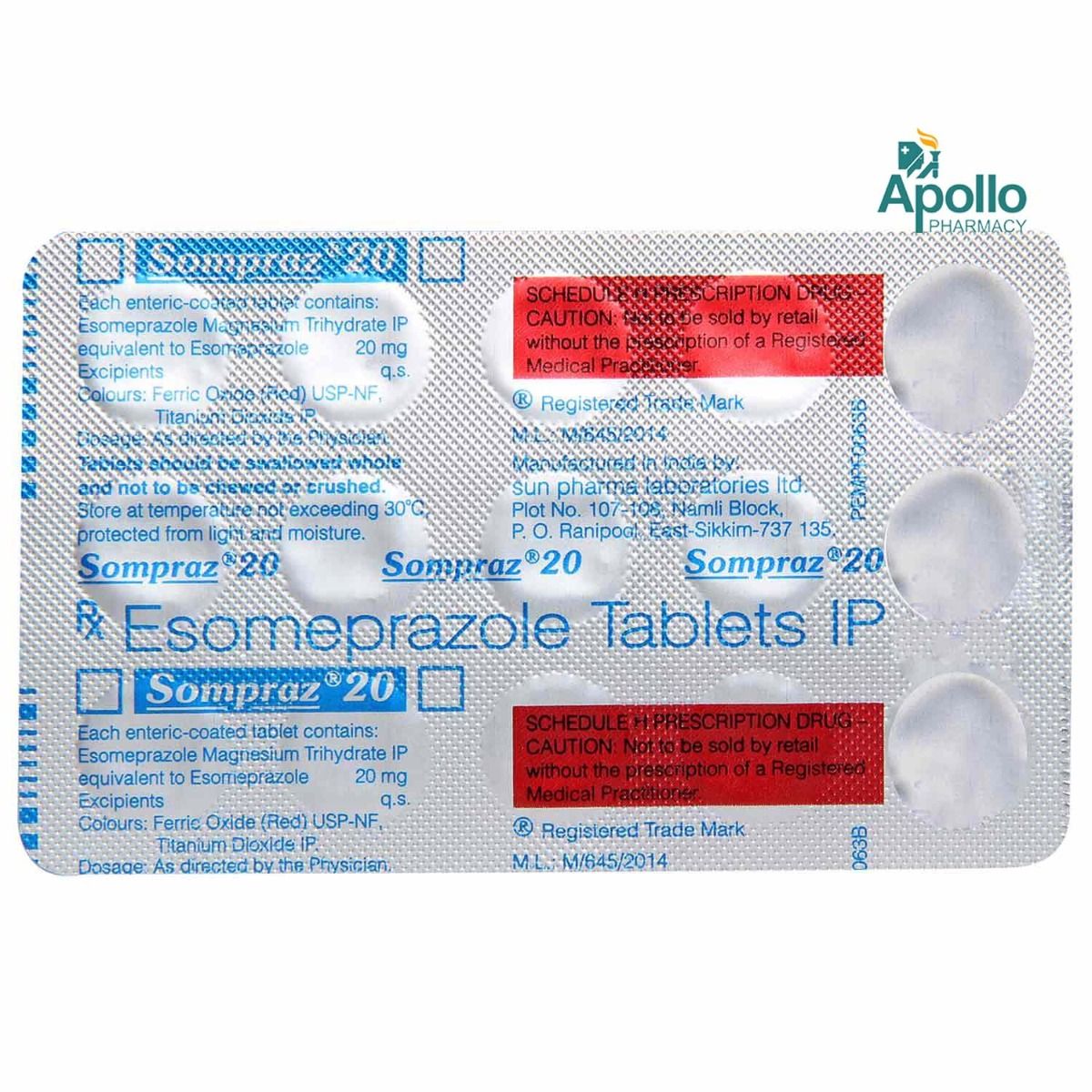 Sompraz 20 Tablet 15's Price, Uses, Side Effects, Composition - Apollo ...
