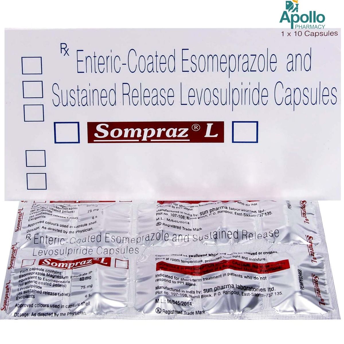 Sompraz L Capsule 10's Price, Uses, Side Effects, Composition - Apollo ...