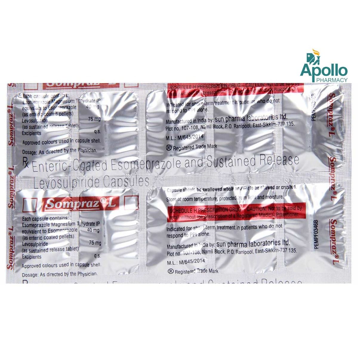 Sompraz L Capsule 10's Price, Uses, Side Effects, Composition - Apollo ...