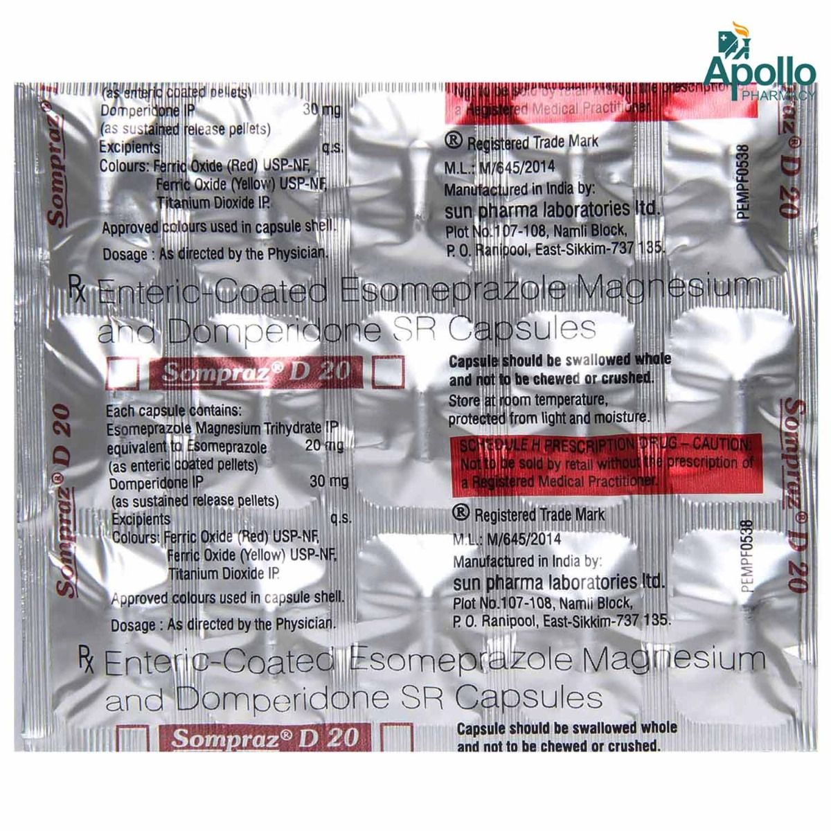 Sompraz D 20 Capsule 15's Price, Uses, Side Effects, Composition ...