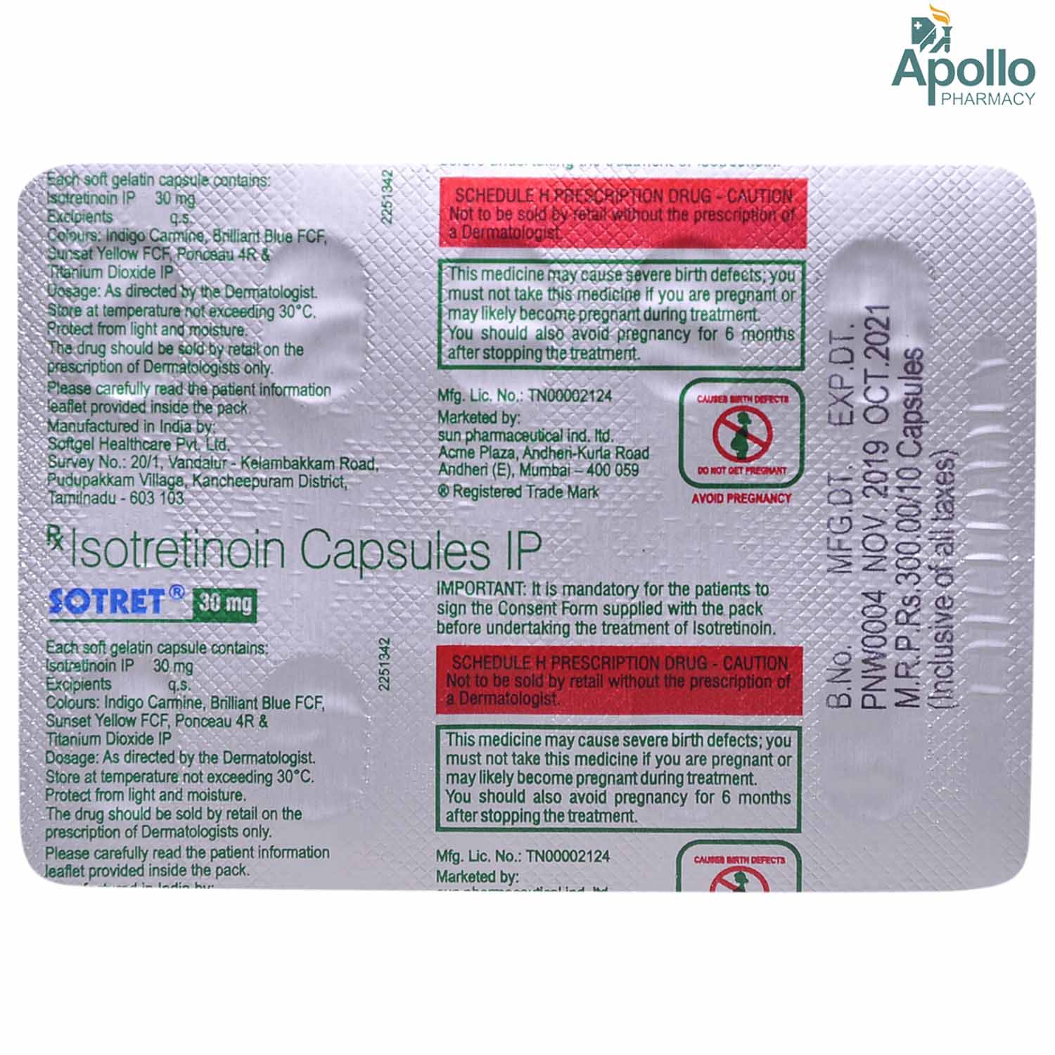 Sotret 30mg Capsule 10's Price, Uses, Side Effects, Composition ...