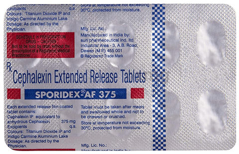 Sporidex AF 375 Tablet 10's Price, Uses, Side Effects, Composition ...