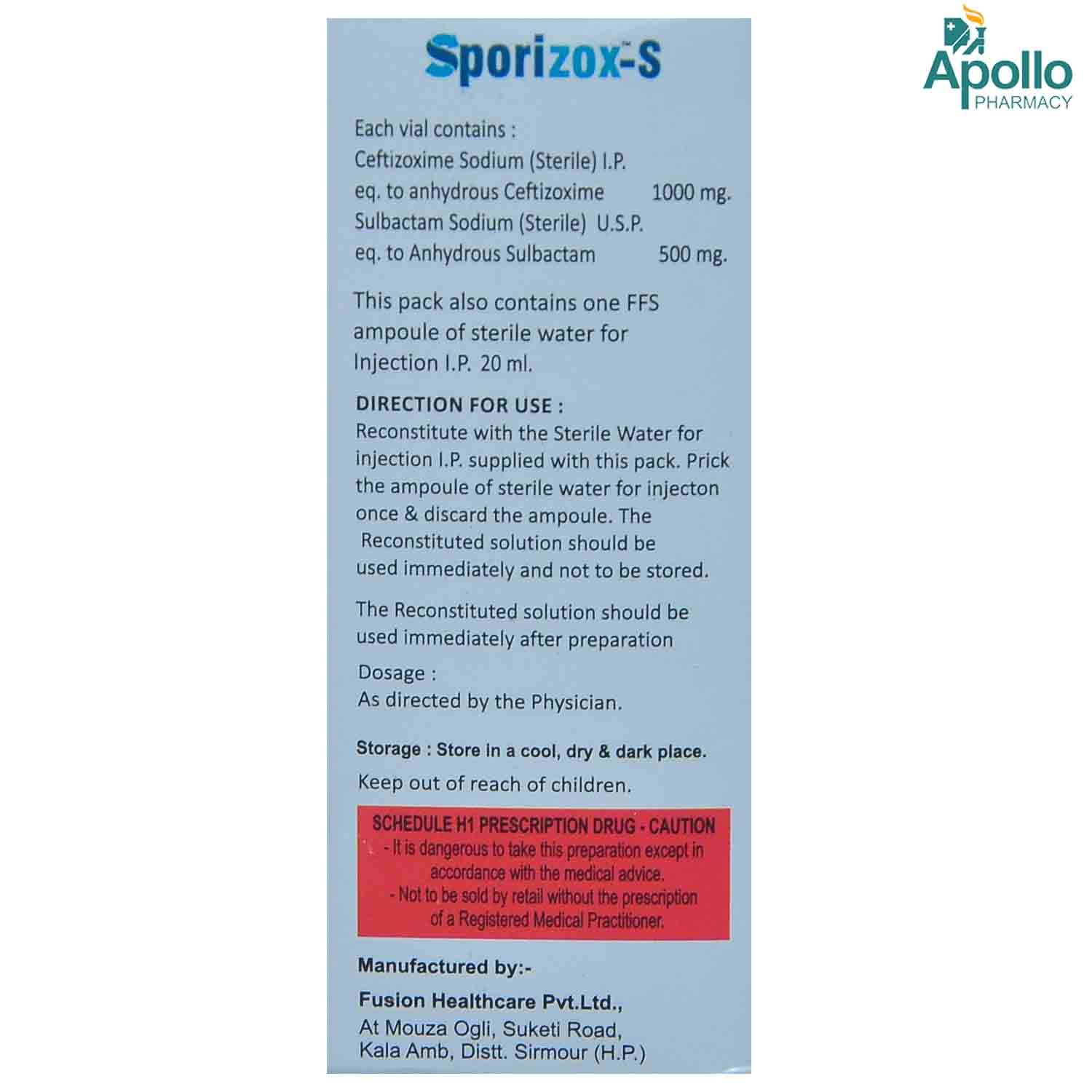 Sporizox-S 1.5gm Injection Price, Uses, Side Effects, Composition ...