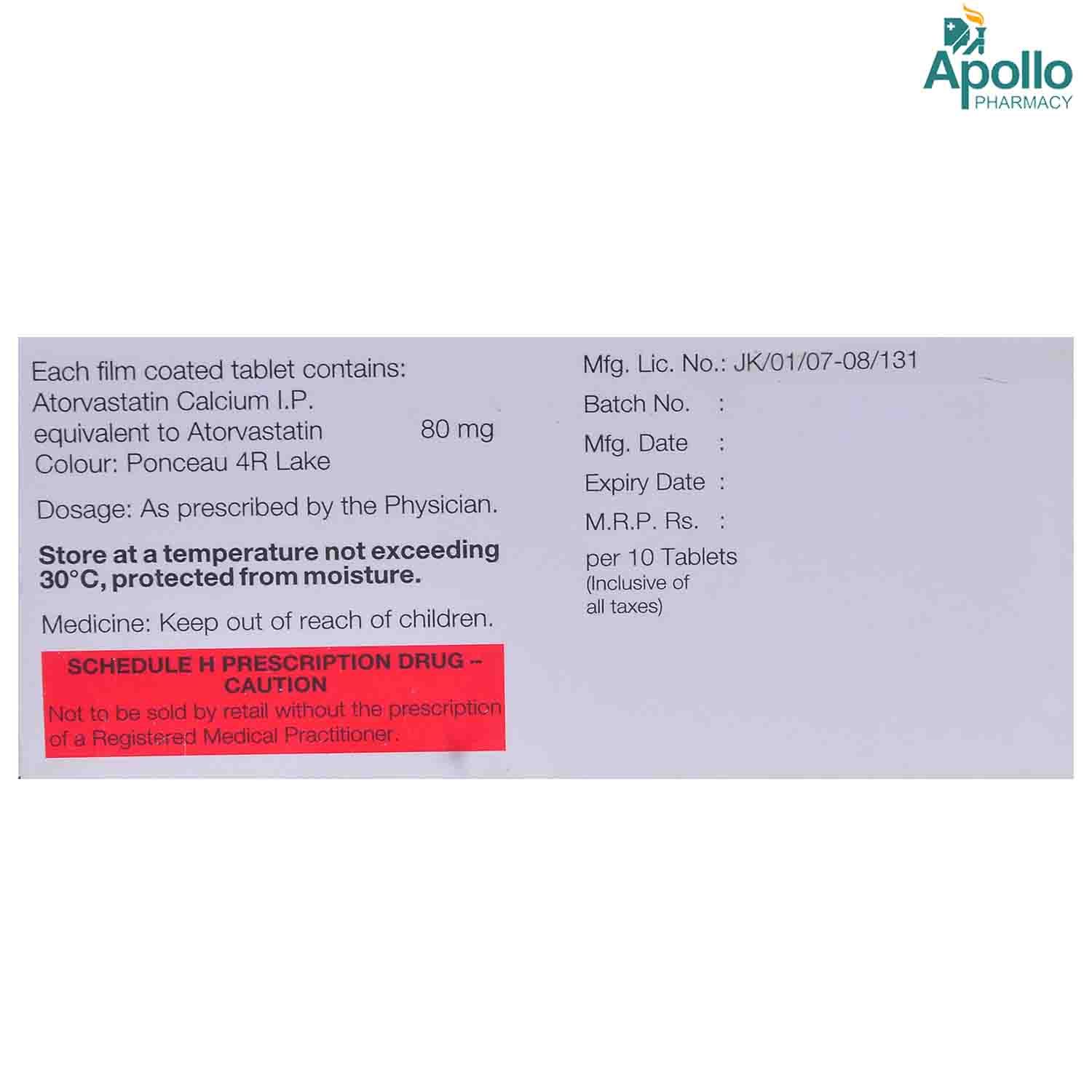 STATOR 80MG TABLET Price, Uses, Side Effects, Composition - Apollo Pharmacy