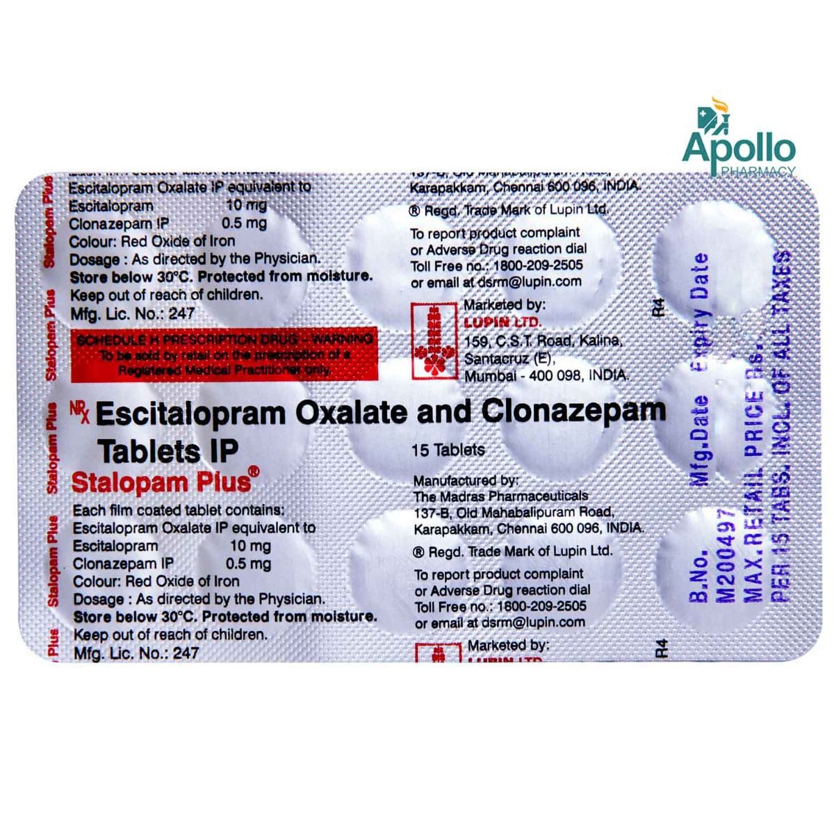 Stalopam Plus Tablet 15's Price, Uses, Side Effects, Composition ...