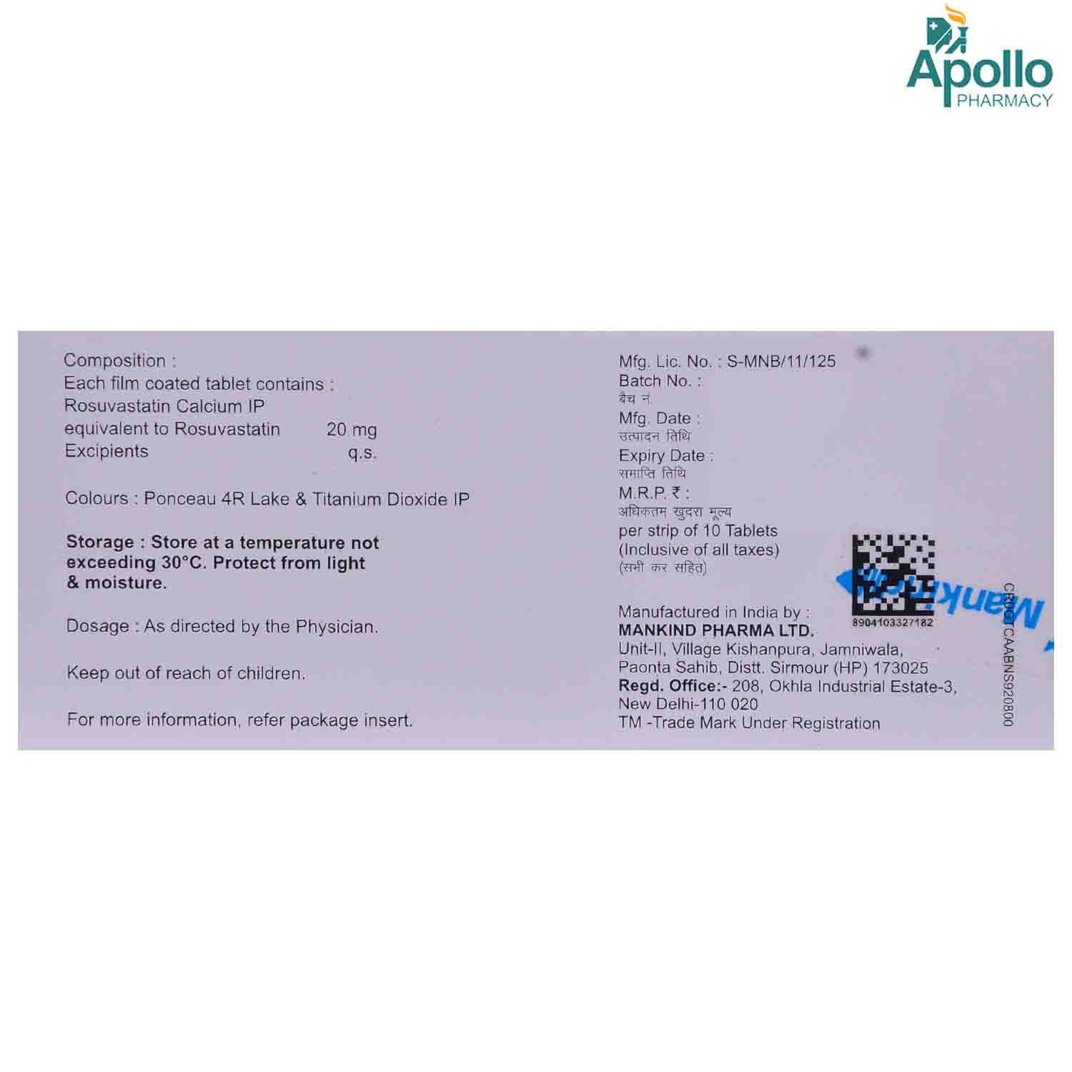 Statpure 20 Tablet 10's Price, Uses, Side Effects, Composition - Apollo ...