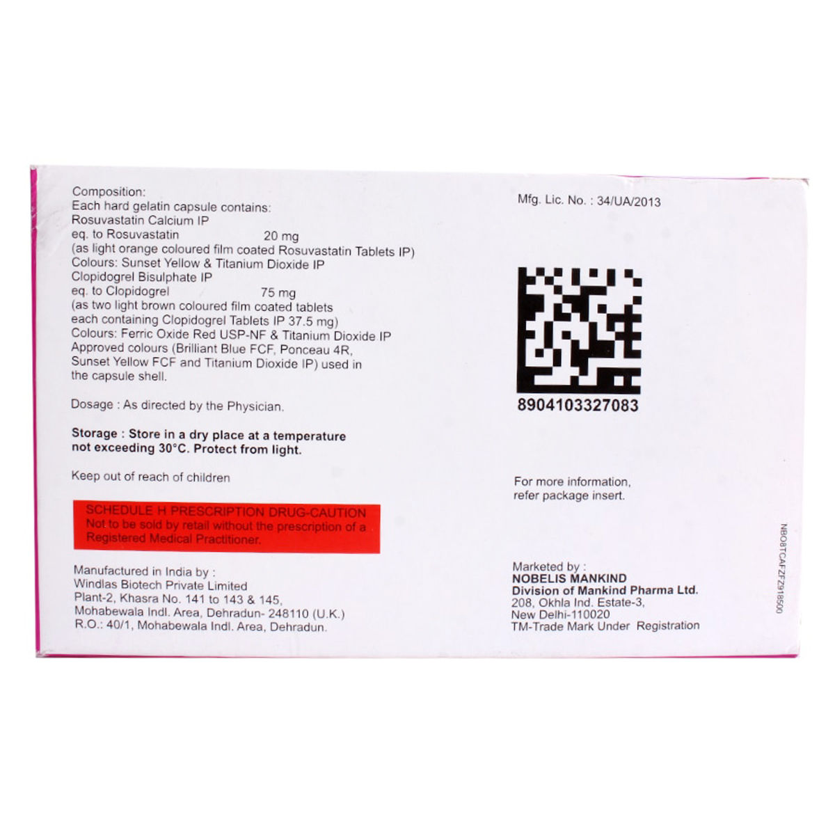 STATPURE-CV 20MG CAPSULES 10'S Price, Uses, Side Effects, Composition ...