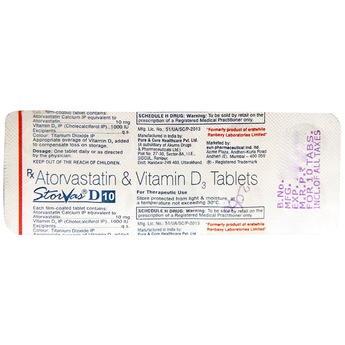 Storvas D 10 Tablet 10's Price, Uses, Side Effects, Composition ...