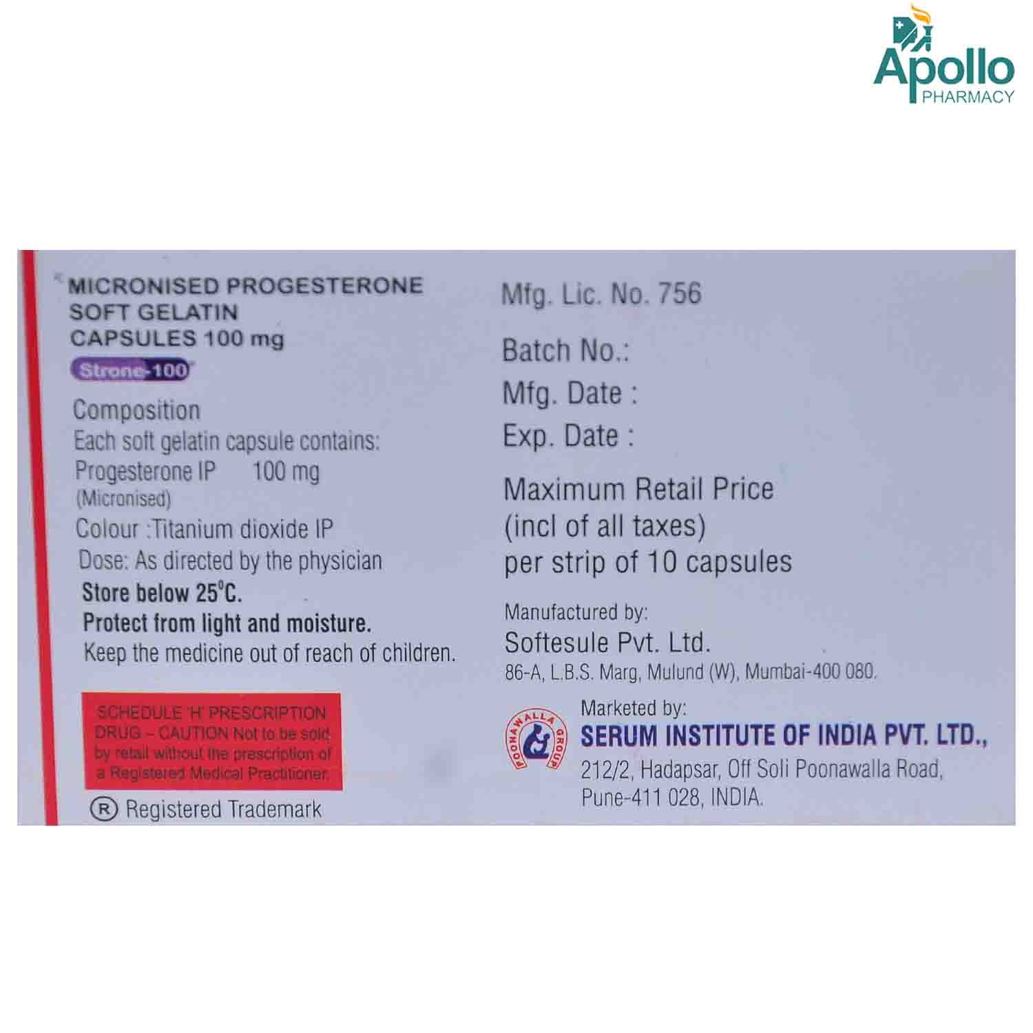 STRONE 100MG CAPSULE Price, Uses, Side Effects, Composition - Apollo ...