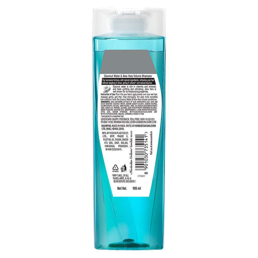 Sunsilk Coconut Water and Aloe Vera Volume Shampoo, 195 ml Price, Uses ...