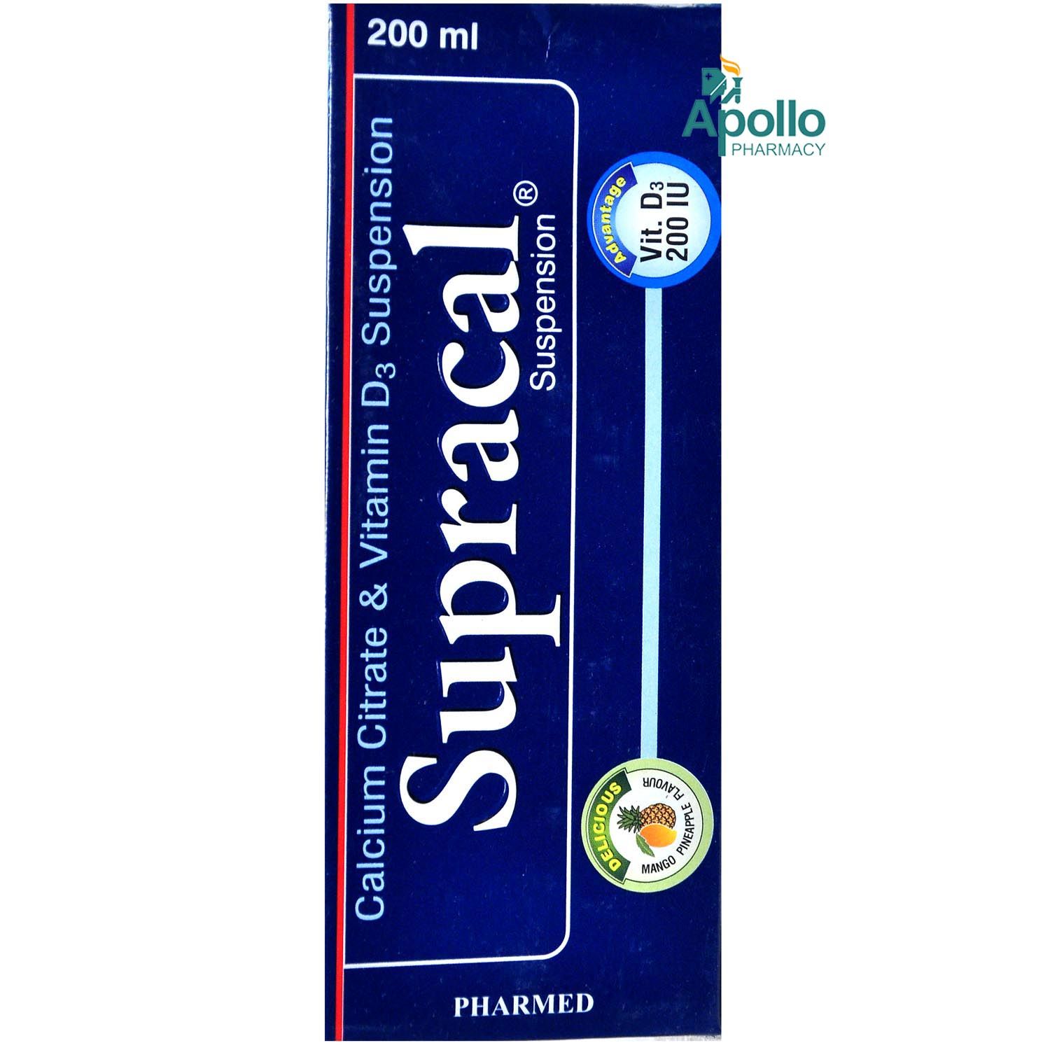 Supracal Mango Pineapple Flavour Suspension 200 ml Price, Uses, Side ...