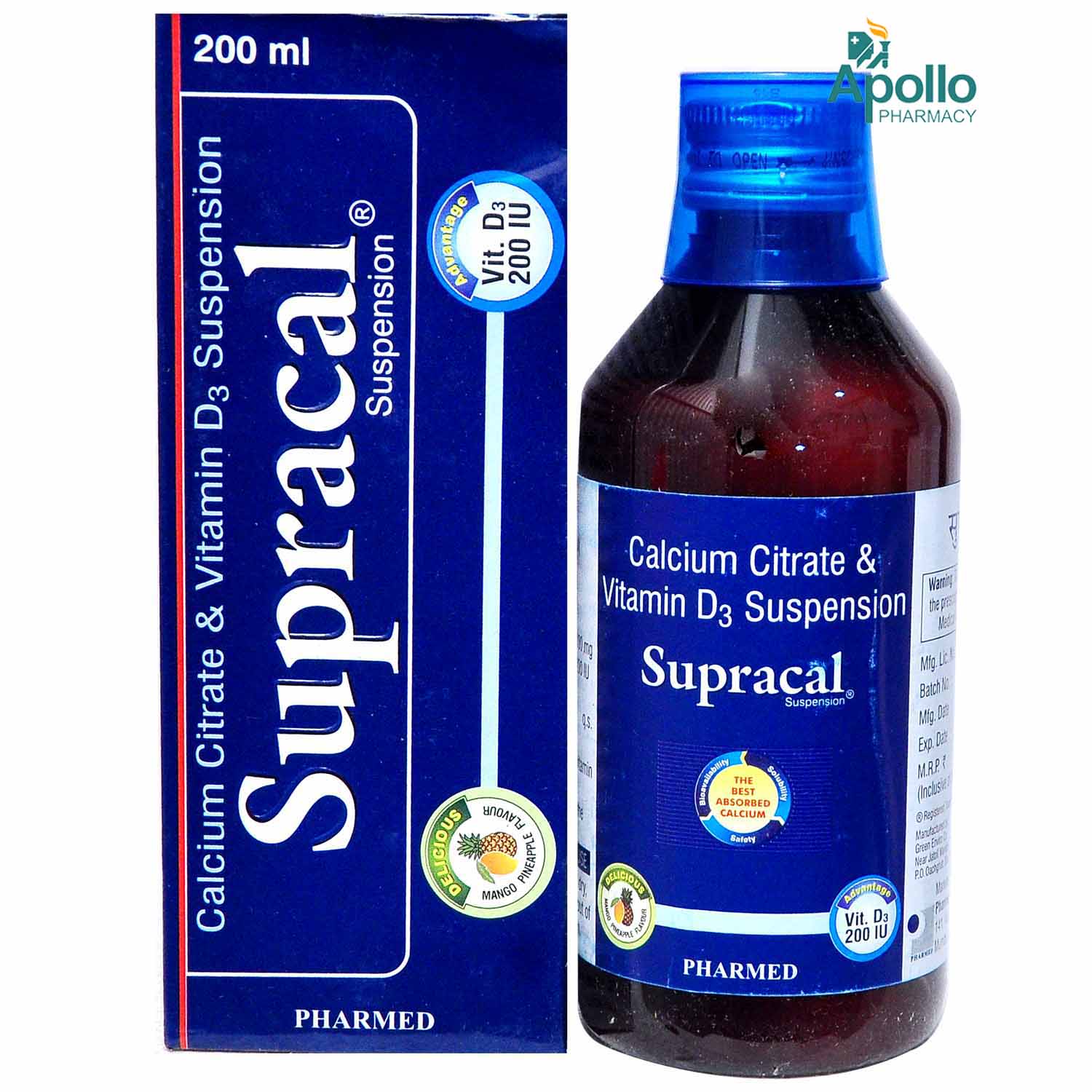 Supracal Mango Pineapple Flavour Suspension 200 ml Price, Uses, Side ...