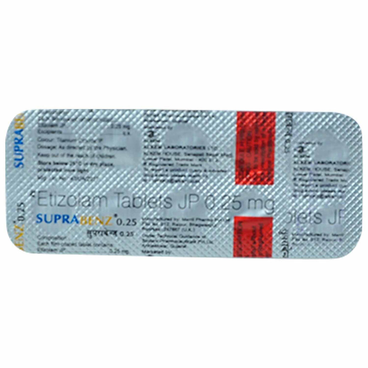 Suprabenz 0.25mg Tablet 10's Price, Uses, Side Effects, Composition ...