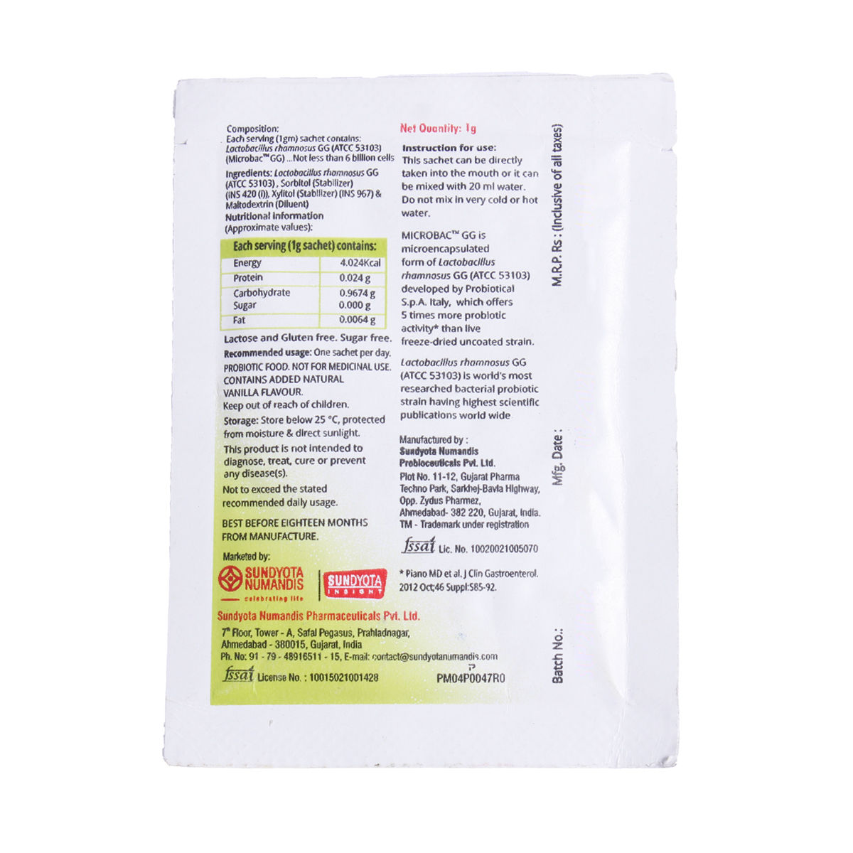 Superflora GG Sachet 1 gm Price, Uses, Side Effects, Composition ...