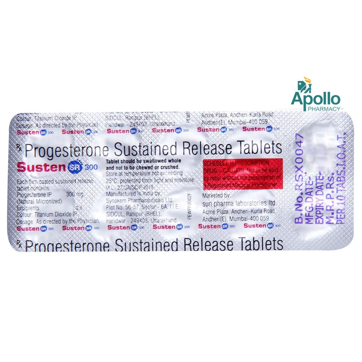 Susten SR 300 Tablet 10's Price, Uses, Side Effects, Composition ...
