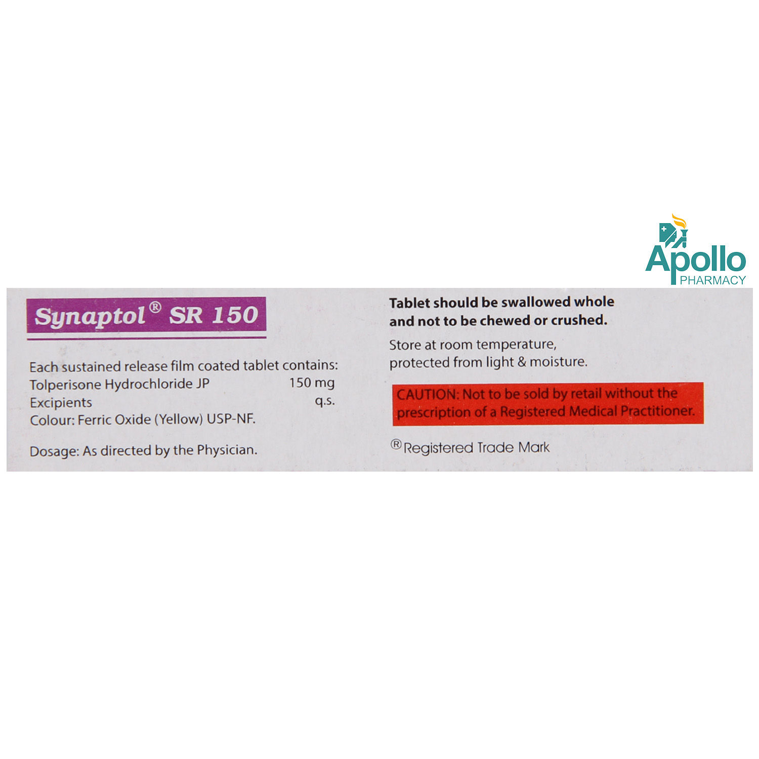 Synaptol SR 150 Tablet 10's Price, Uses, Side Effects, Composition ...