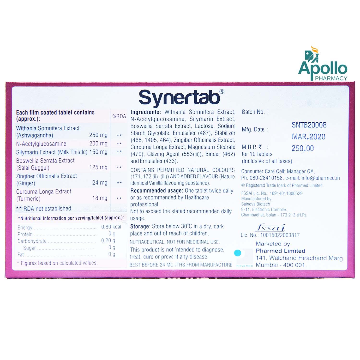 Synertab Tablet 10's Price, Uses, Side Effects, Composition - Apollo ...