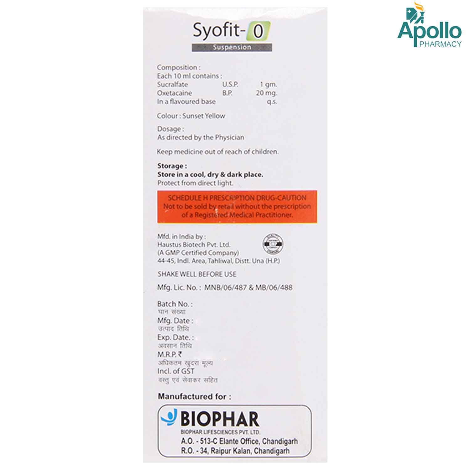 Syofit O Suspension 100 ml Price, Uses, Side Effects, Composition ...