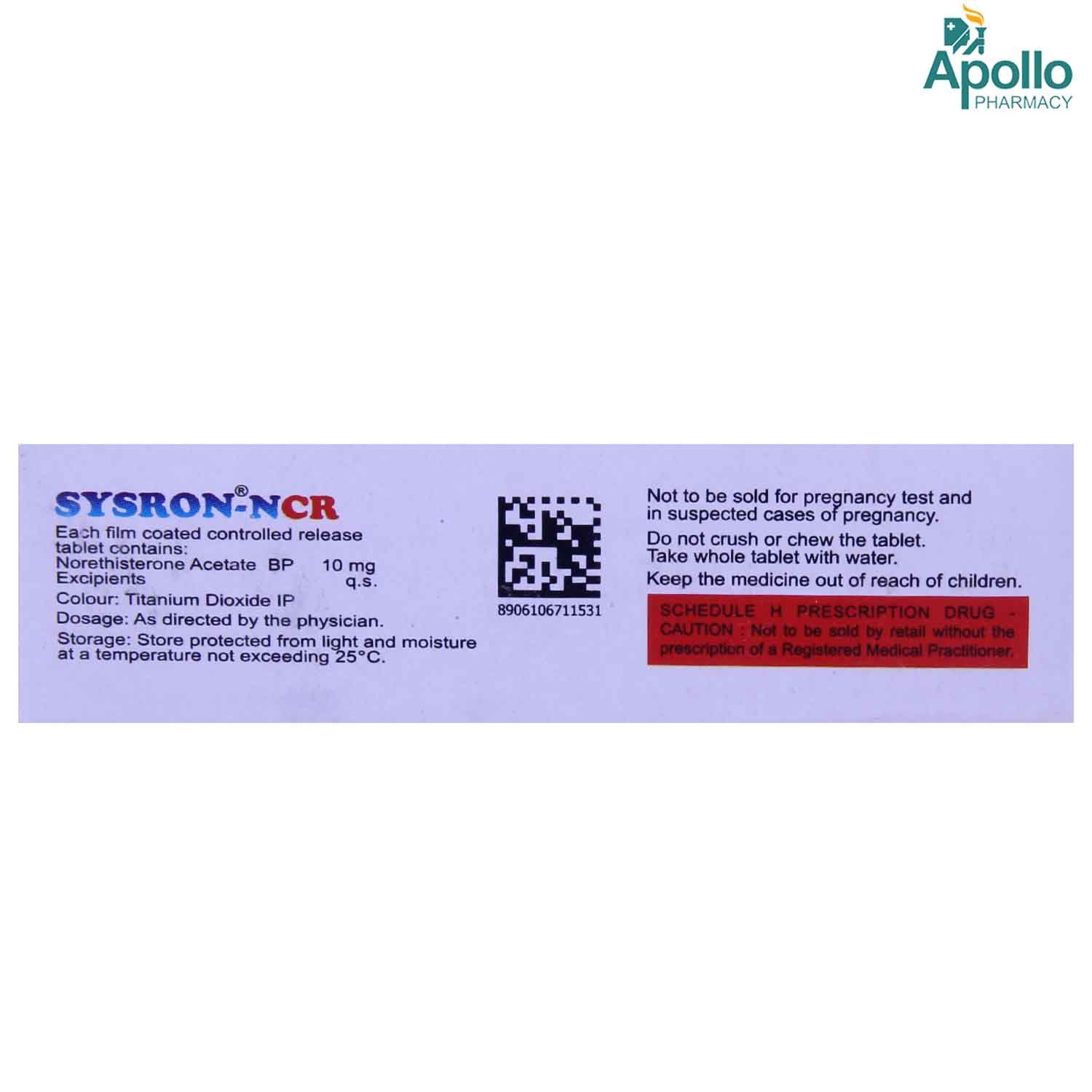 Sysron-NCR Tablet 10's Price, Uses, Side Effects, Composition - Apollo ...