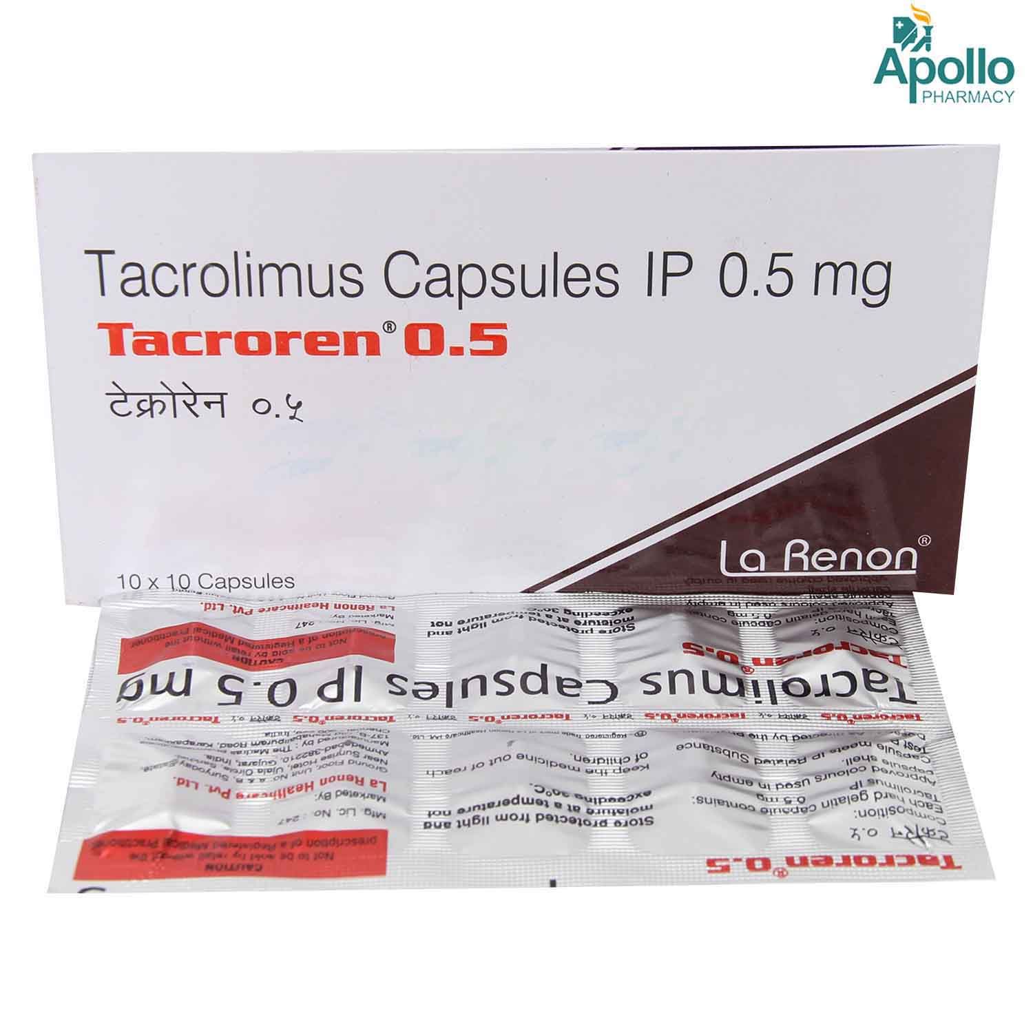 Tacroren 0.5 Tablet 10's Price, Uses, Side Effects, Composition ...