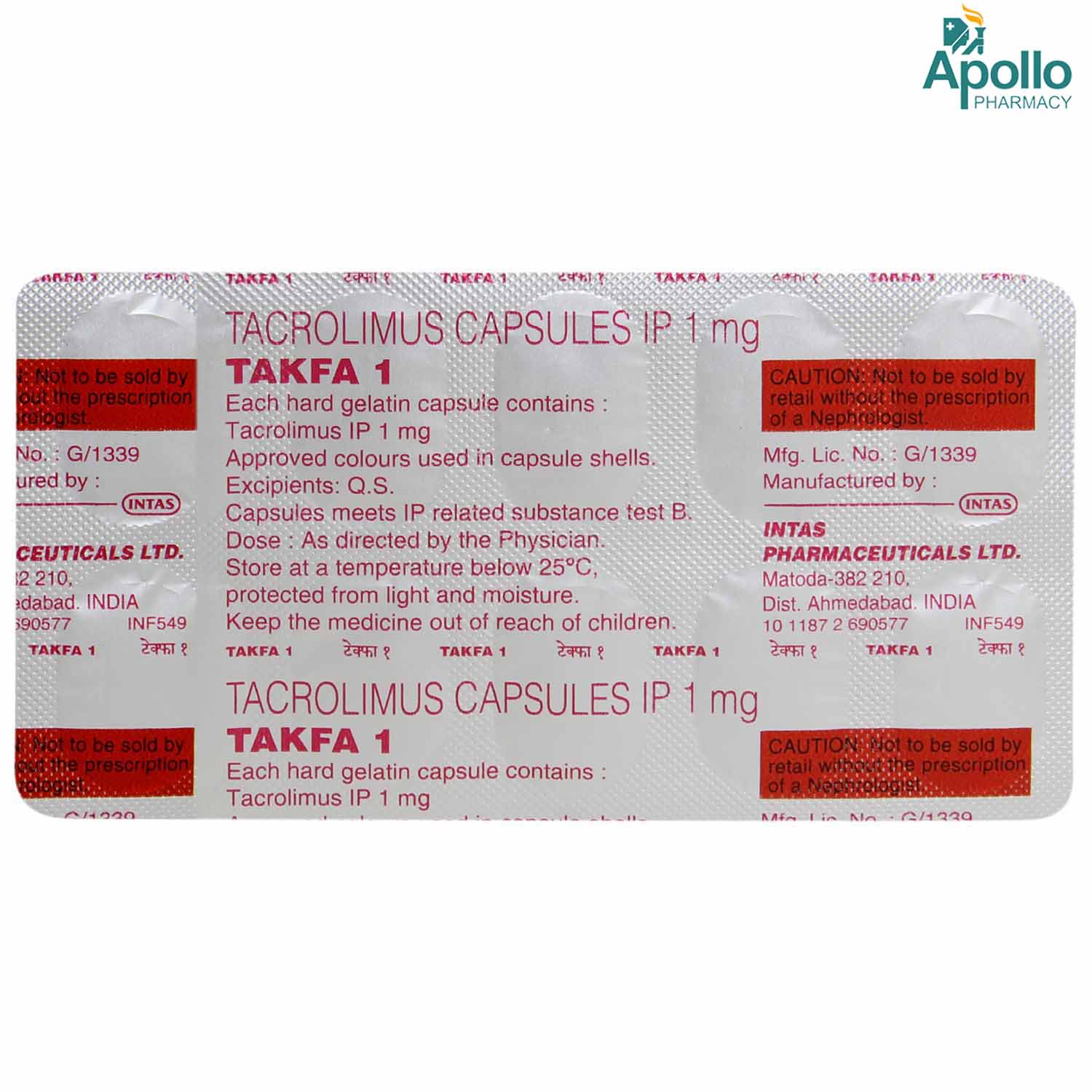 Takfa 1 Capsule 10's Price, Uses, Side Effects, Composition - Apollo ...