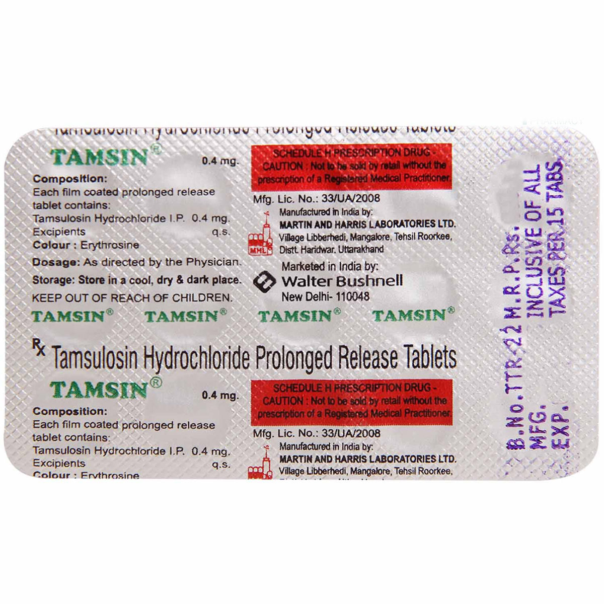 Tamsin 0.4mg Tablet 10's Price, Uses, Side Effects, Composition ...