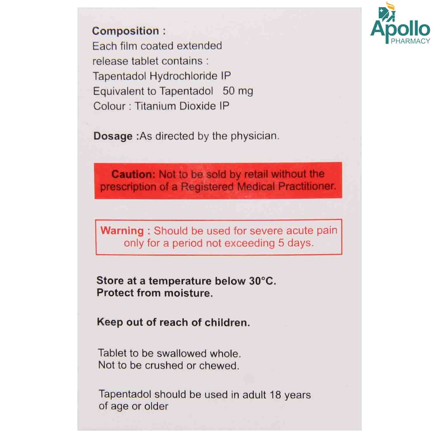 Tapenax ER 50 Tablet 15's Price, Uses, Side Effects, Composition ...