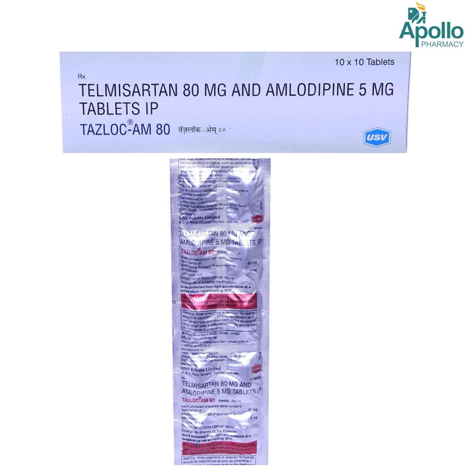 Tazloc-AM 80 Tablet 10's Price, Uses, Side Effects, Composition ...