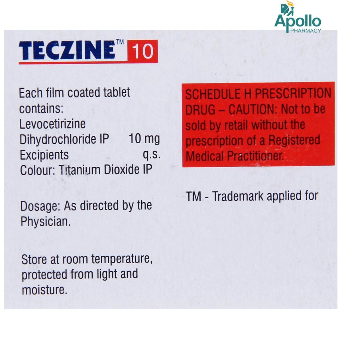 Teczine 10 Tablet 15's Price, Uses, Side Effects, Composition - Apollo ...