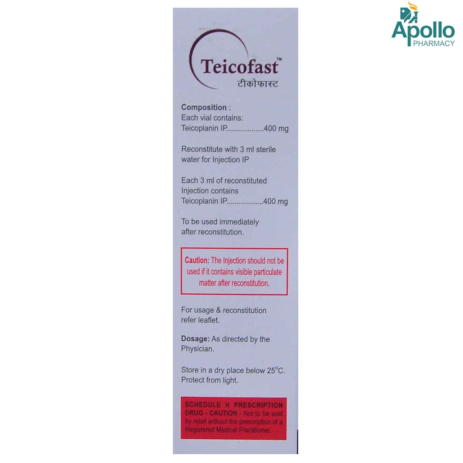 Teicofast 400mg Injection Price, Uses, Side Effects, Composition ...