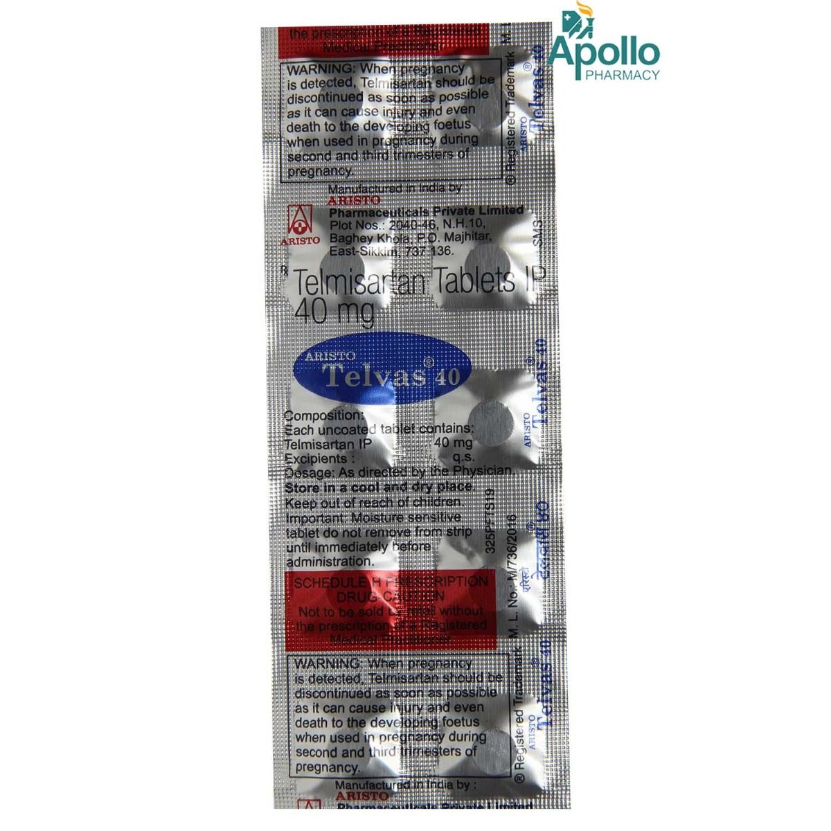 Telvas 40 Tablet 10's Price, Uses, Side Effects, Composition - Apollo ...