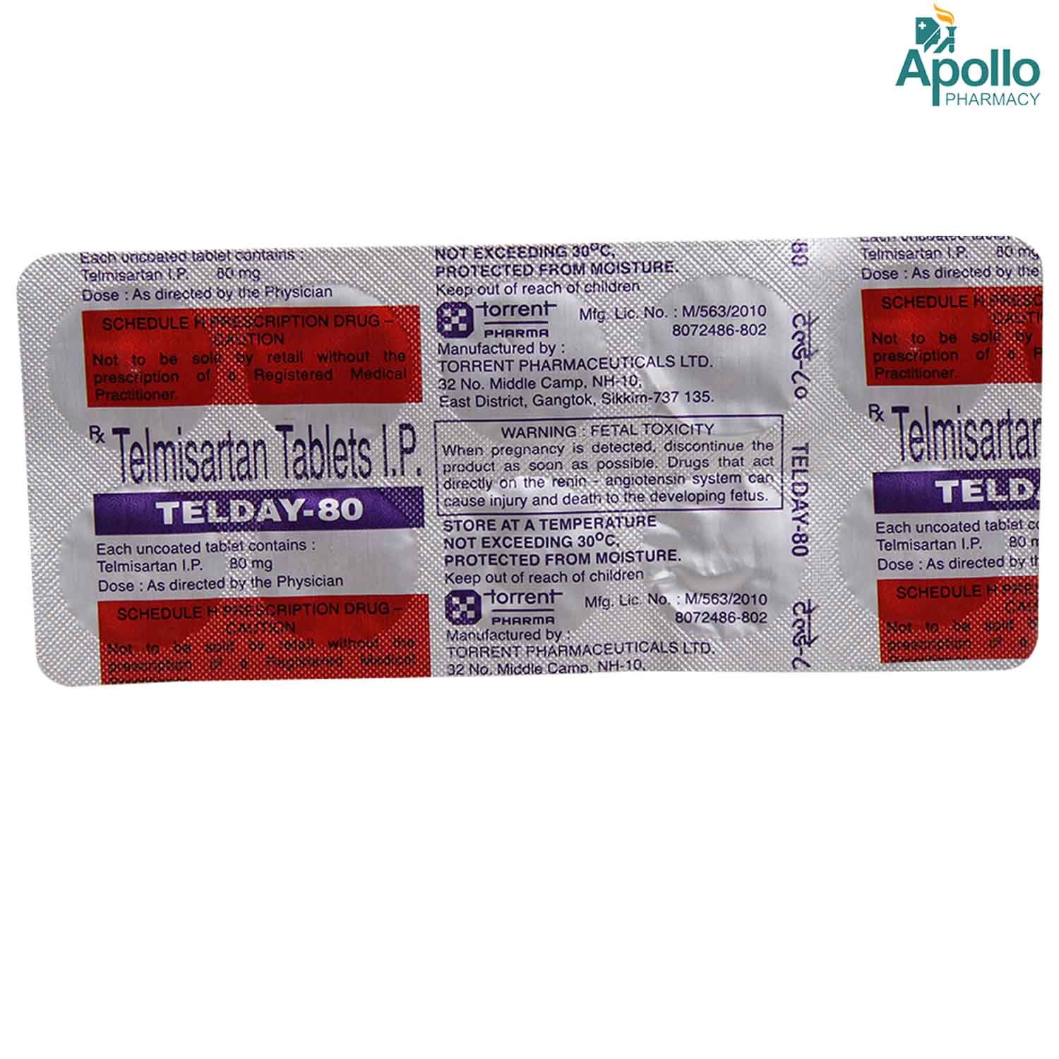 Telday-80 Tablet 10's Price, Uses, Side Effects, Composition - Apollo ...