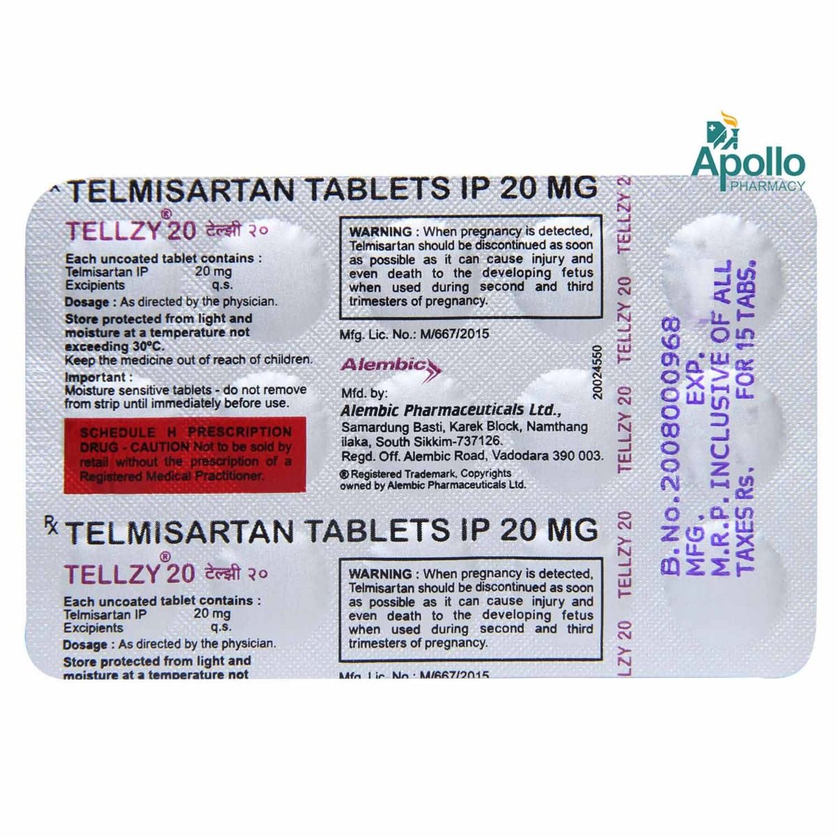 Tellzy 20 Tablet 15's Price, Uses, Side Effects, Composition - Apollo ...