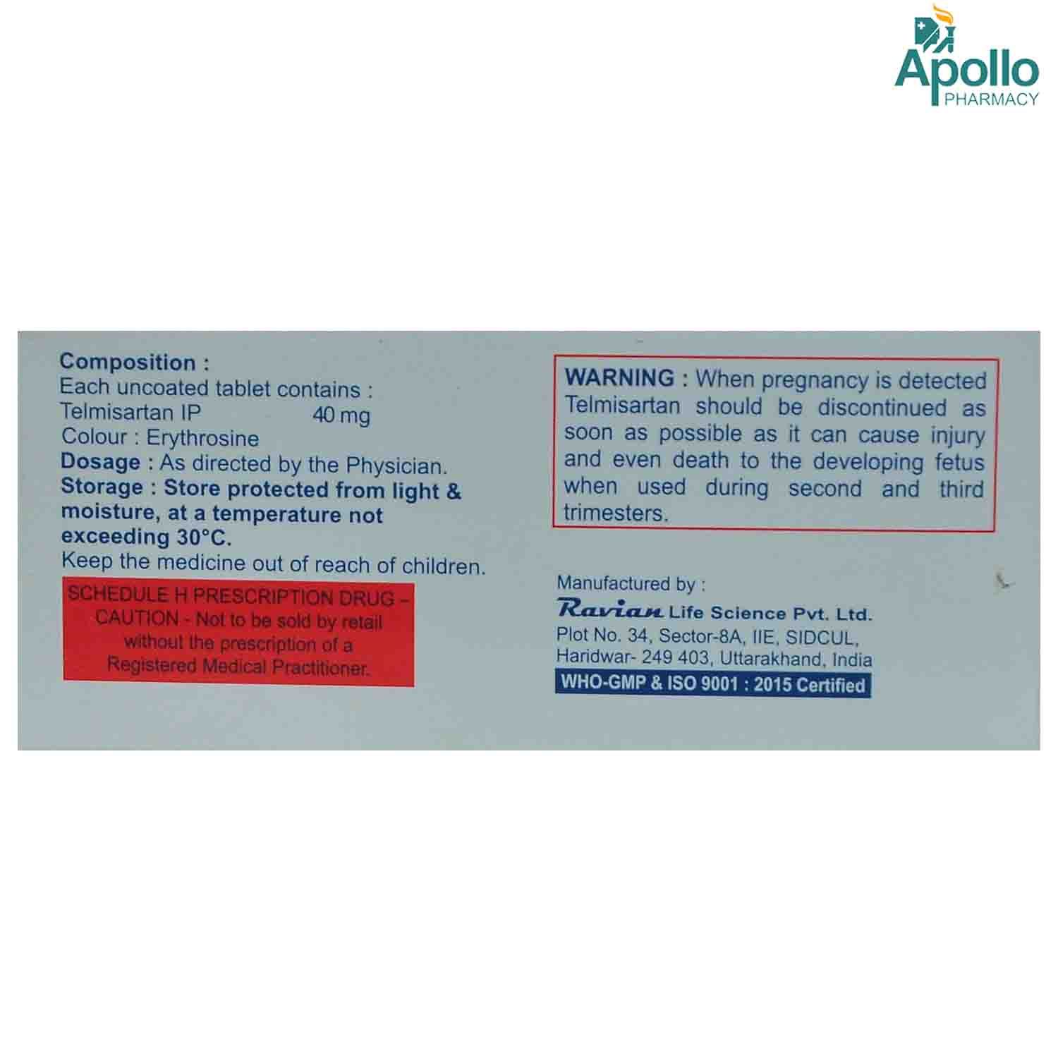 TELMIDIL 40MG TABLET Price, Uses, Side Effects, Composition - Apollo ...