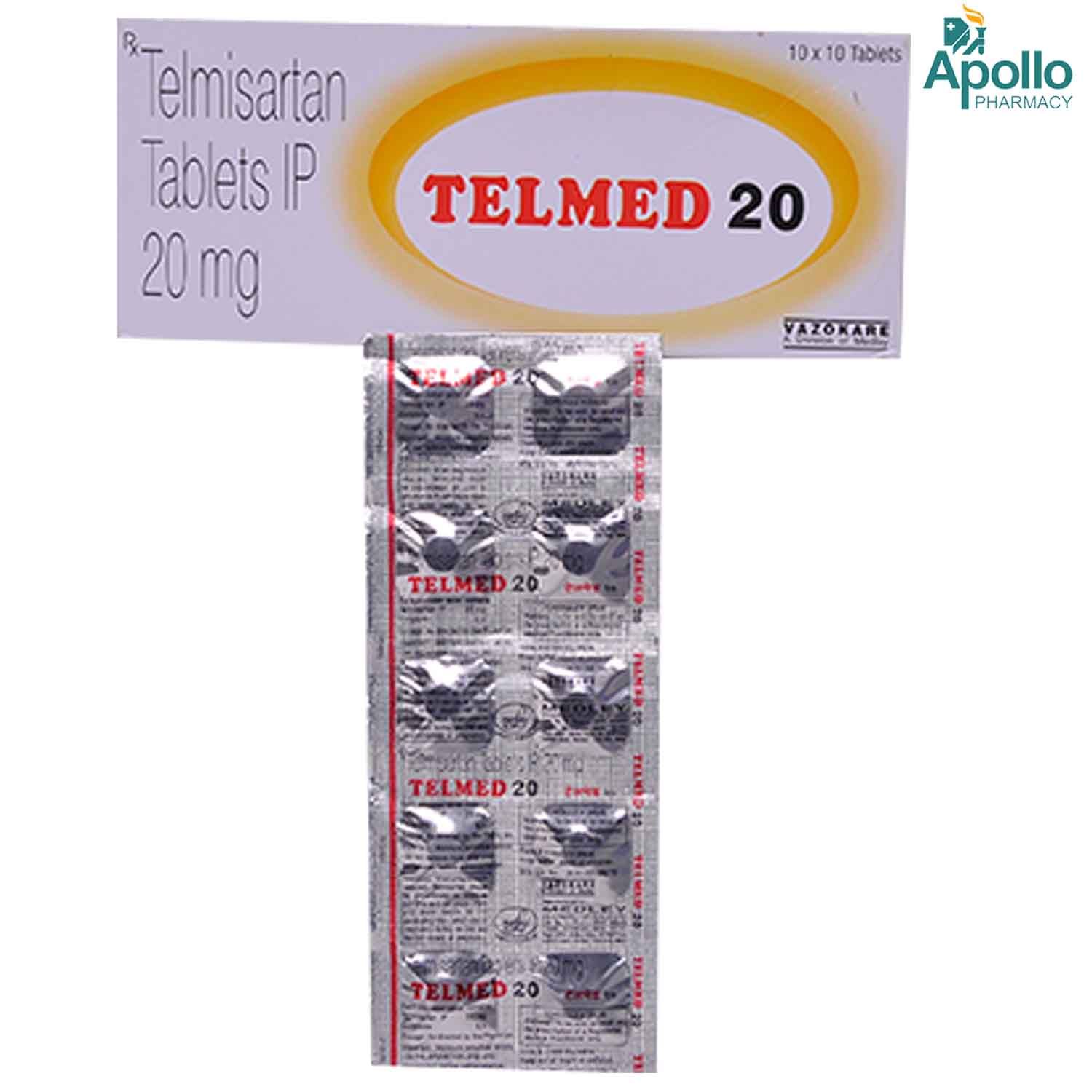 Telmed 20 Tablet 10's Price, Uses, Side Effects, Composition - Apollo ...