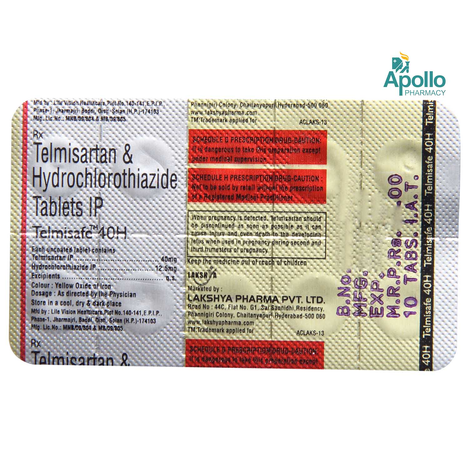 Telmisafe 40 H Tablet 10's Price, Uses, Side Effects, Composition ...