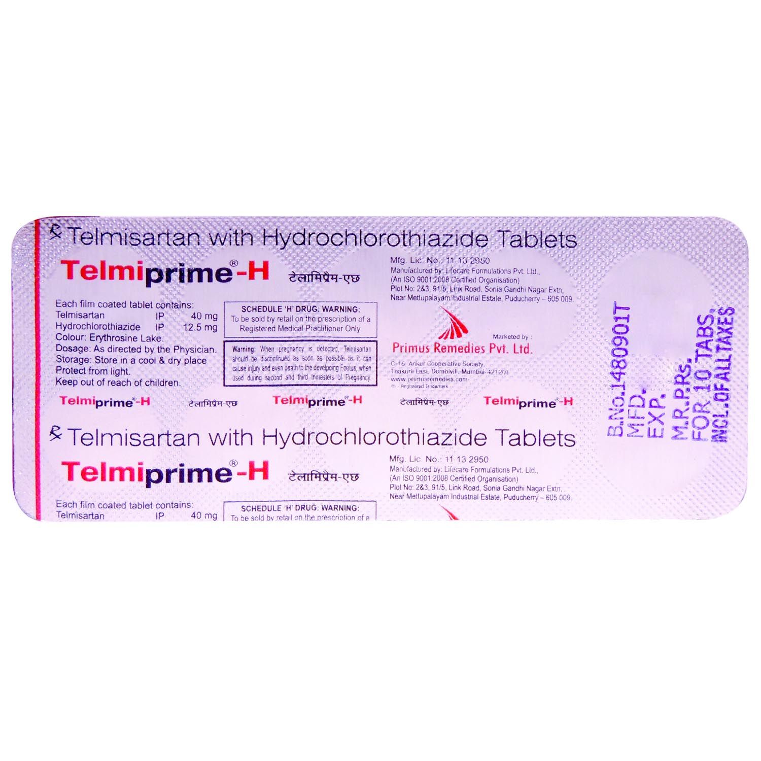 Telmiprime-H Tablet 10's Price, Uses, Side Effects, Composition ...