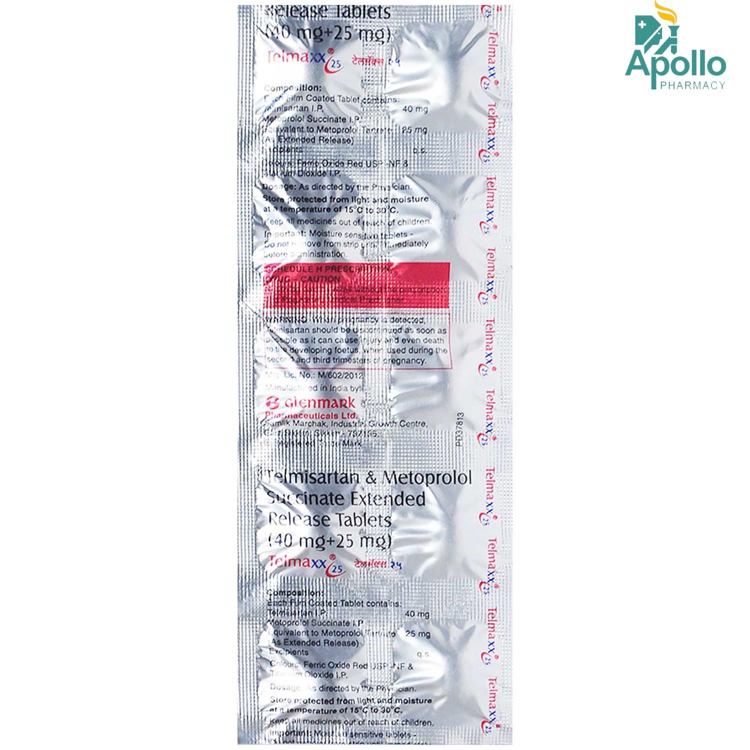 Telmaxx 25 Tablet 10's Price, Uses, Side Effects, Composition - Apollo ...