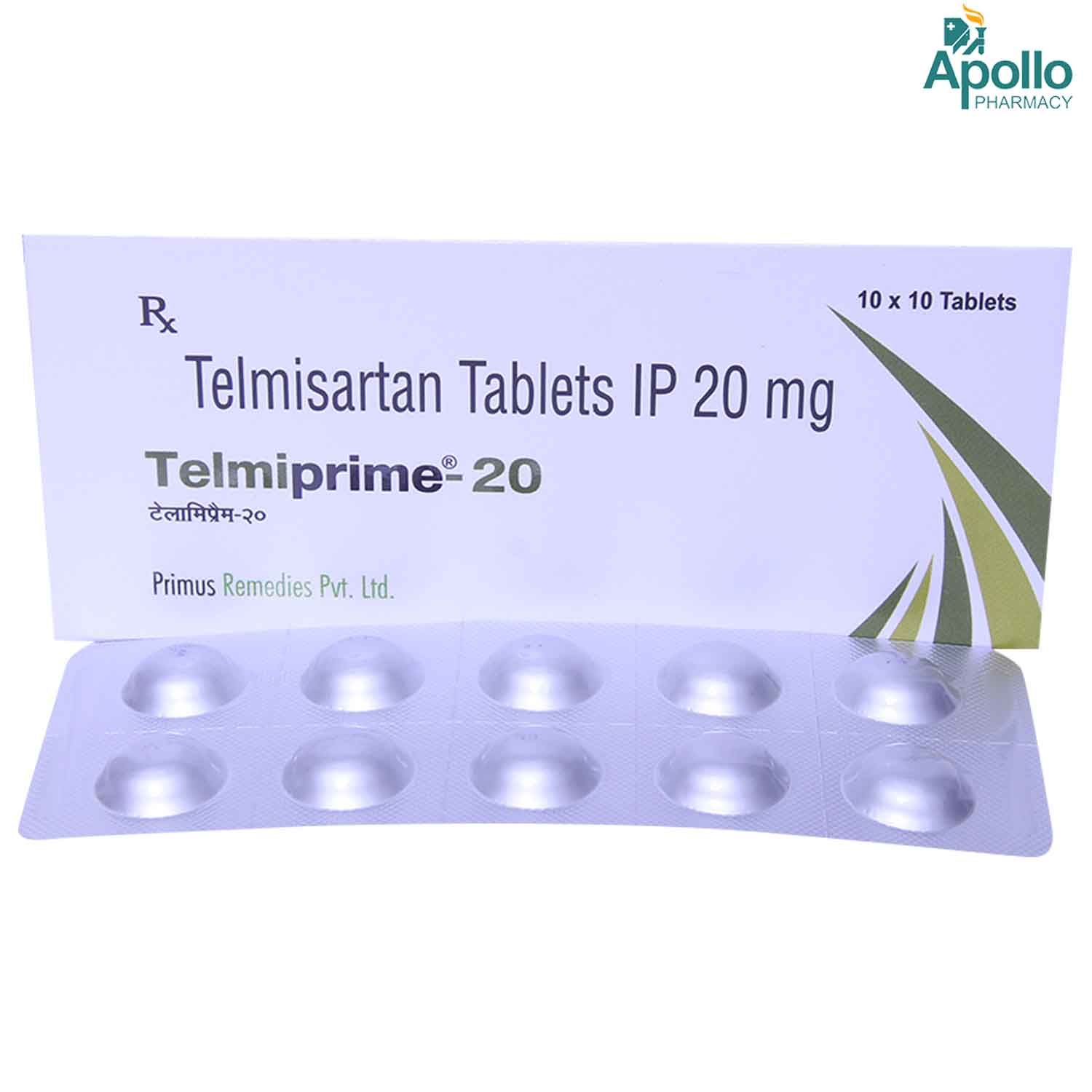 Telmiprime-20 Tablet 10's Price, Uses, Side Effects, Composition ...