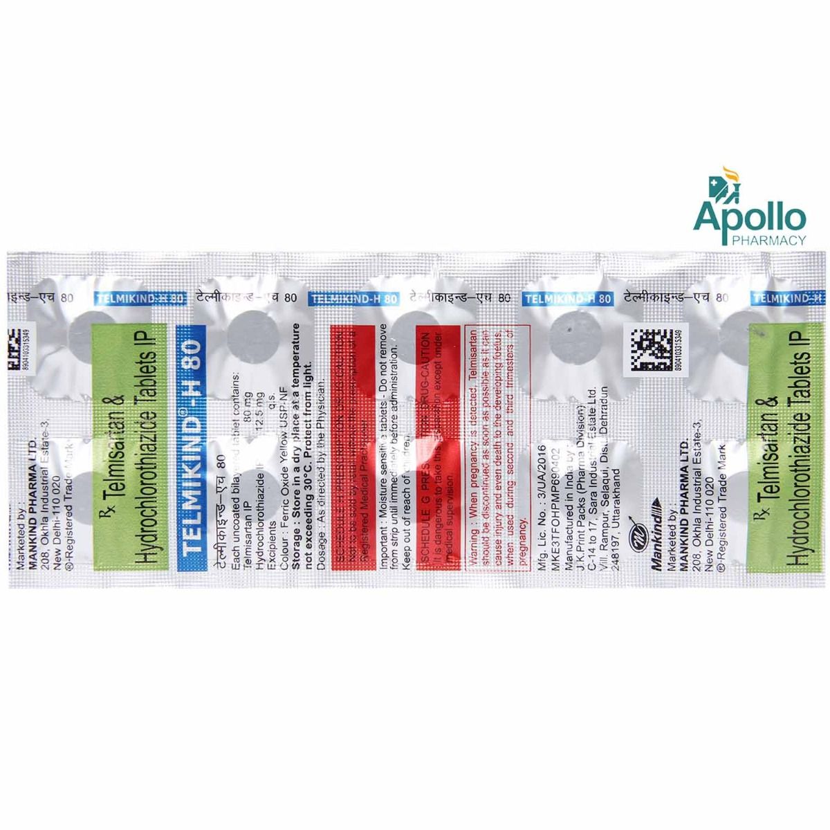 Telmikind-H 80 Tablet 10's Price, Uses, Side Effects, Composition ...