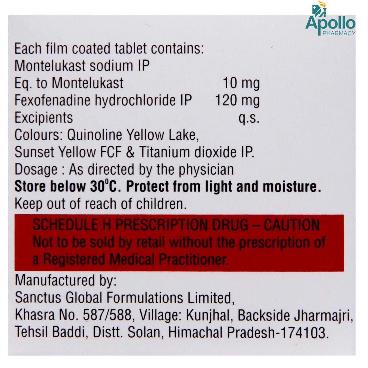 Telekast F Tablet 10's Price, Uses, Side Effects, Composition - Apollo ...