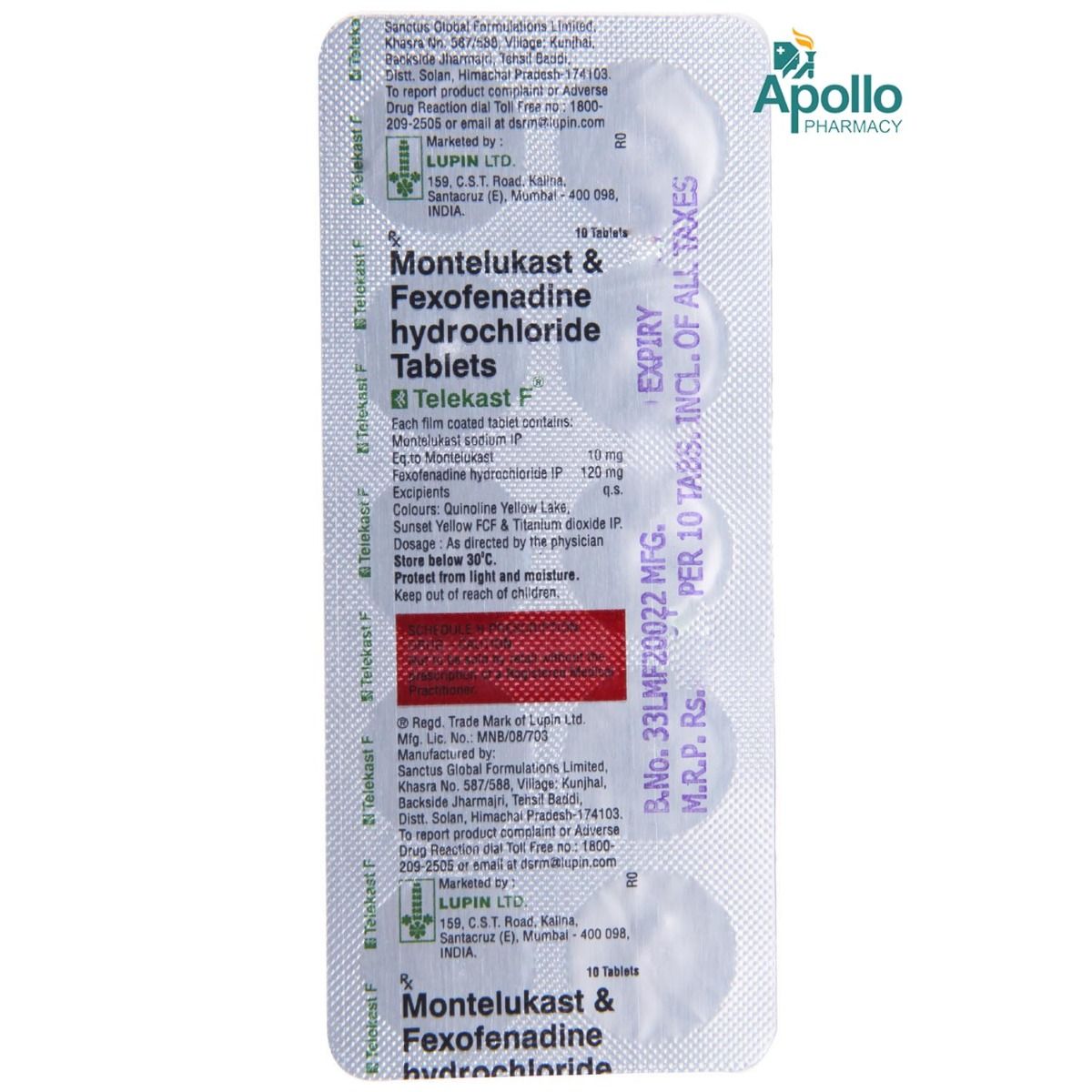 Telekast F Tablet 10's Price, Uses, Side Effects, Composition - Apollo ...