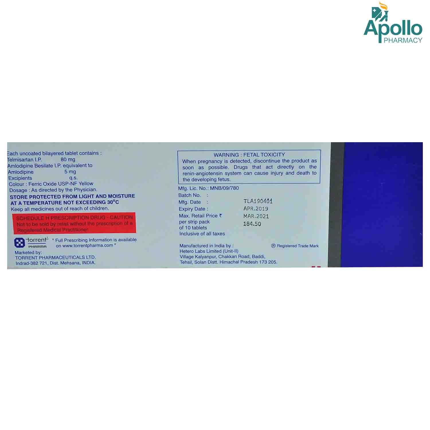 Telsar A 80 Tablet 10's Price, Uses, Side Effects, Composition - Apollo ...