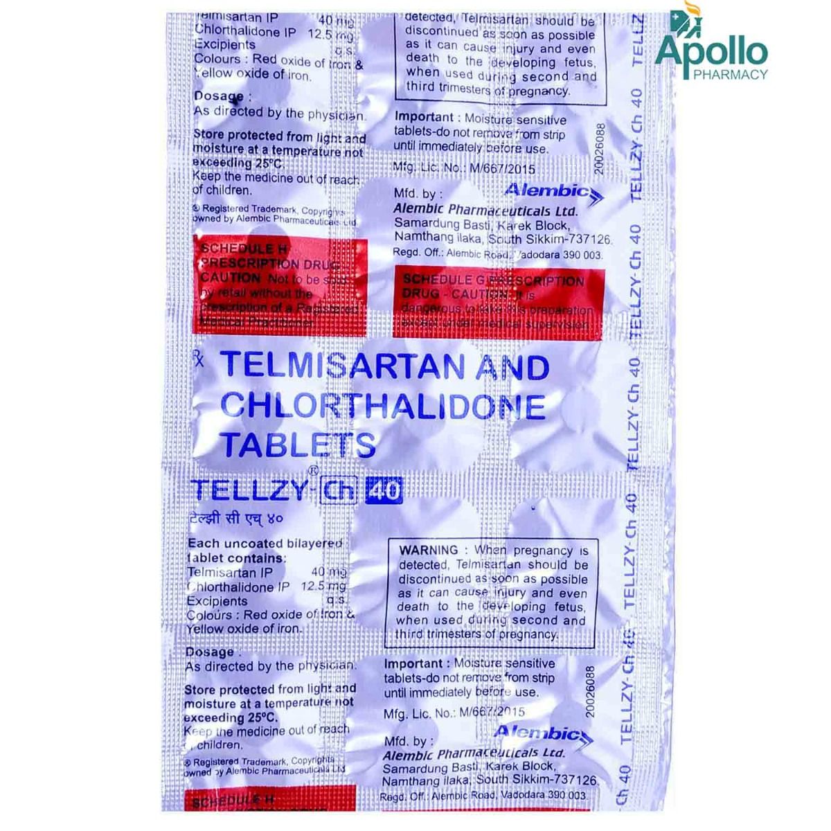 Tellzy-CH 40 Tablet 15's Price, Uses, Side Effects, Composition ...