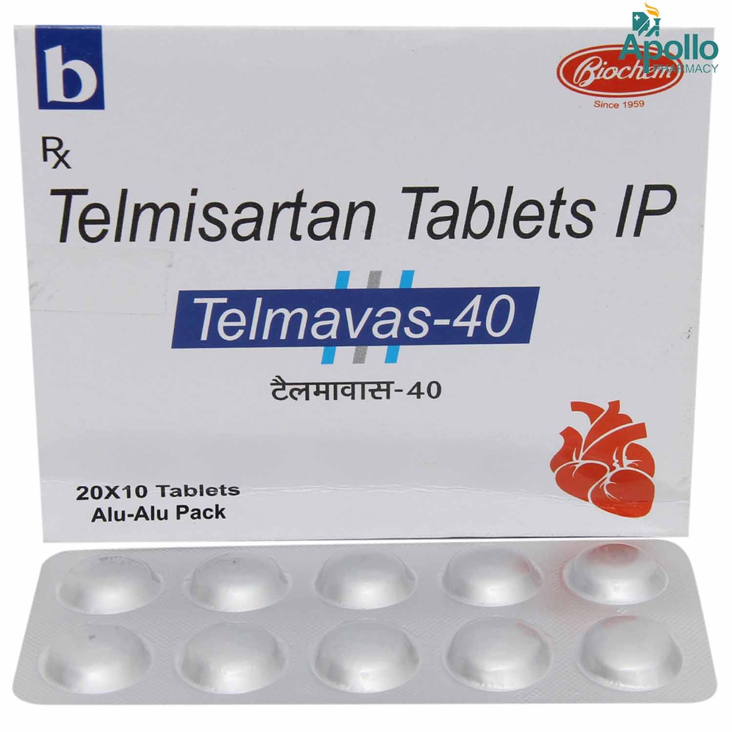 TELMAVAS 40MG TABLET Price, Uses, Side Effects, Composition - Apollo ...
