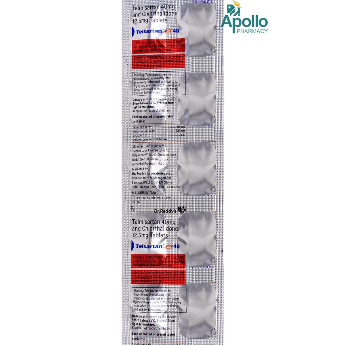 Telsartan-CT 40 Tablet 10's Price, Uses, Side Effects, Composition ...