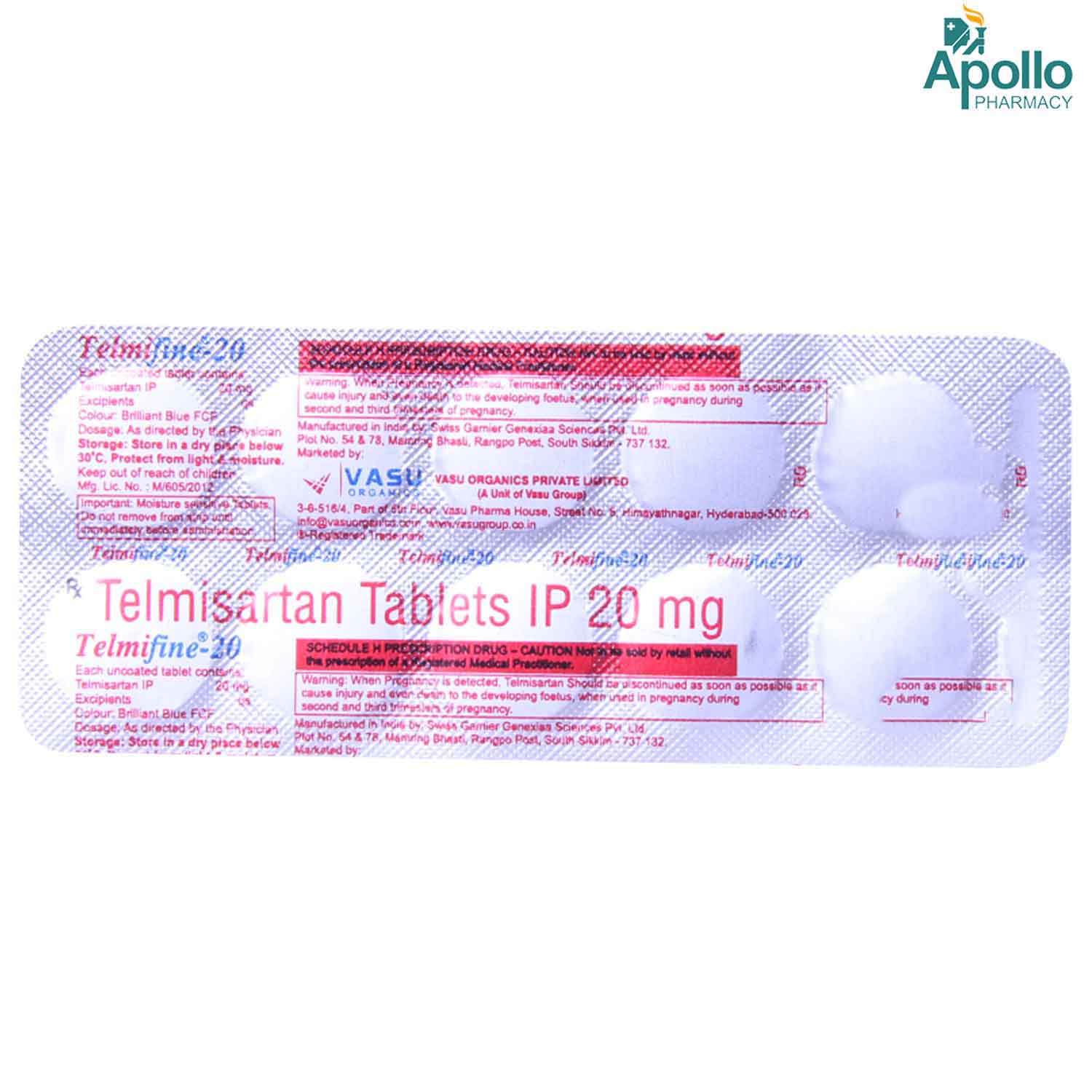 TELMIFINE 20MG TABLET 10'S Price, Uses, Side Effects, Composition ...