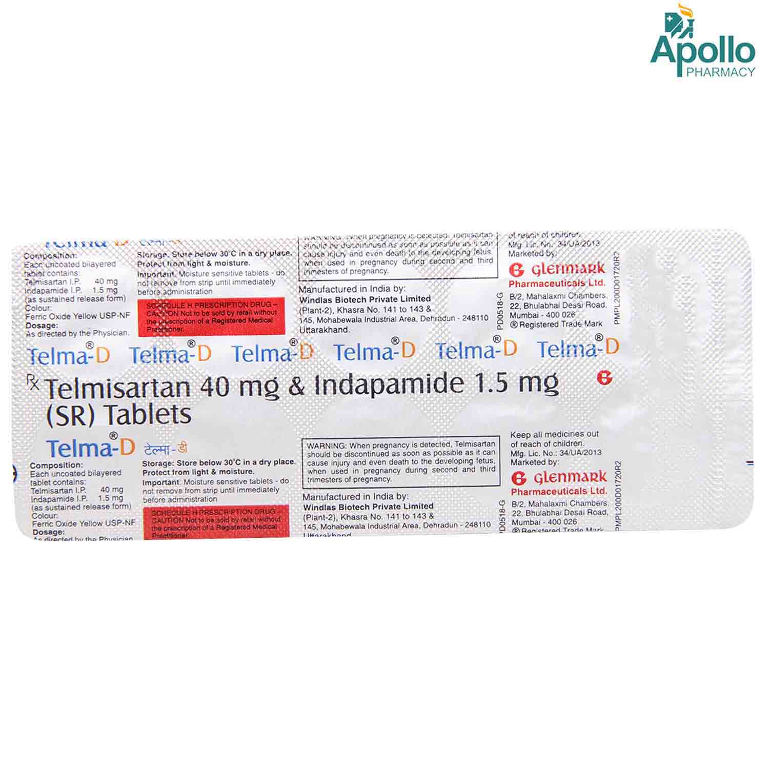 Telma D Tablet 10's Price, Uses, Side Effects, Composition - Apollo ...